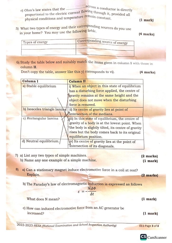 NESA S3 PHYSICS NATIONAL EXAMINATION PAST PAPERS 2023. - NEWS WITHIN