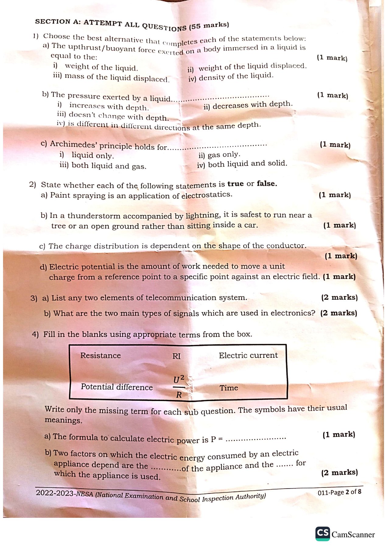 NESA S3 PHYSICS NATIONAL EXAMINATION PAST PAPERS 2023. - NEWS WITHIN