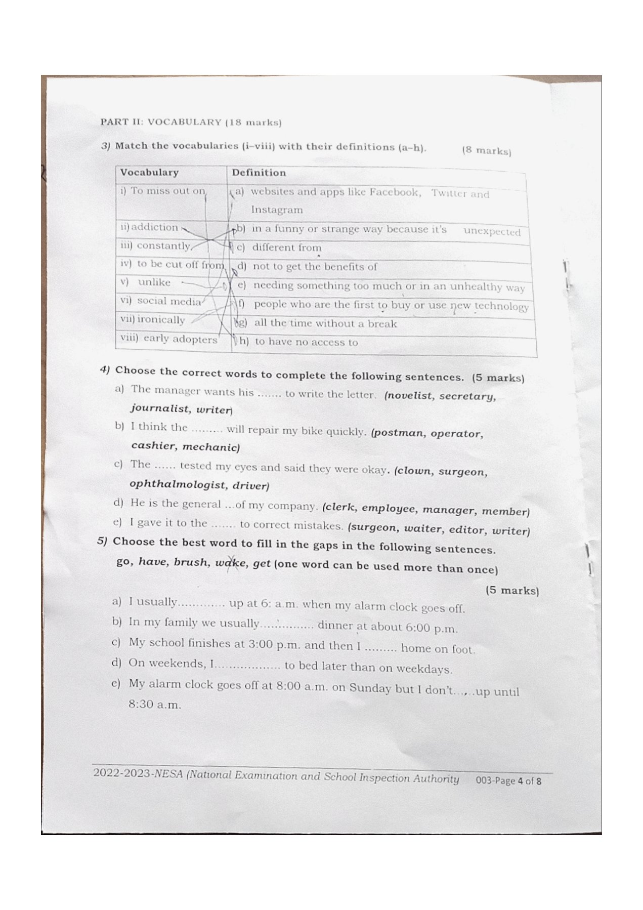 NESA S3 ENGLISH NATIONAL EXAMINATIONS PAST PAPERS 2023. - NEWS WITHIN