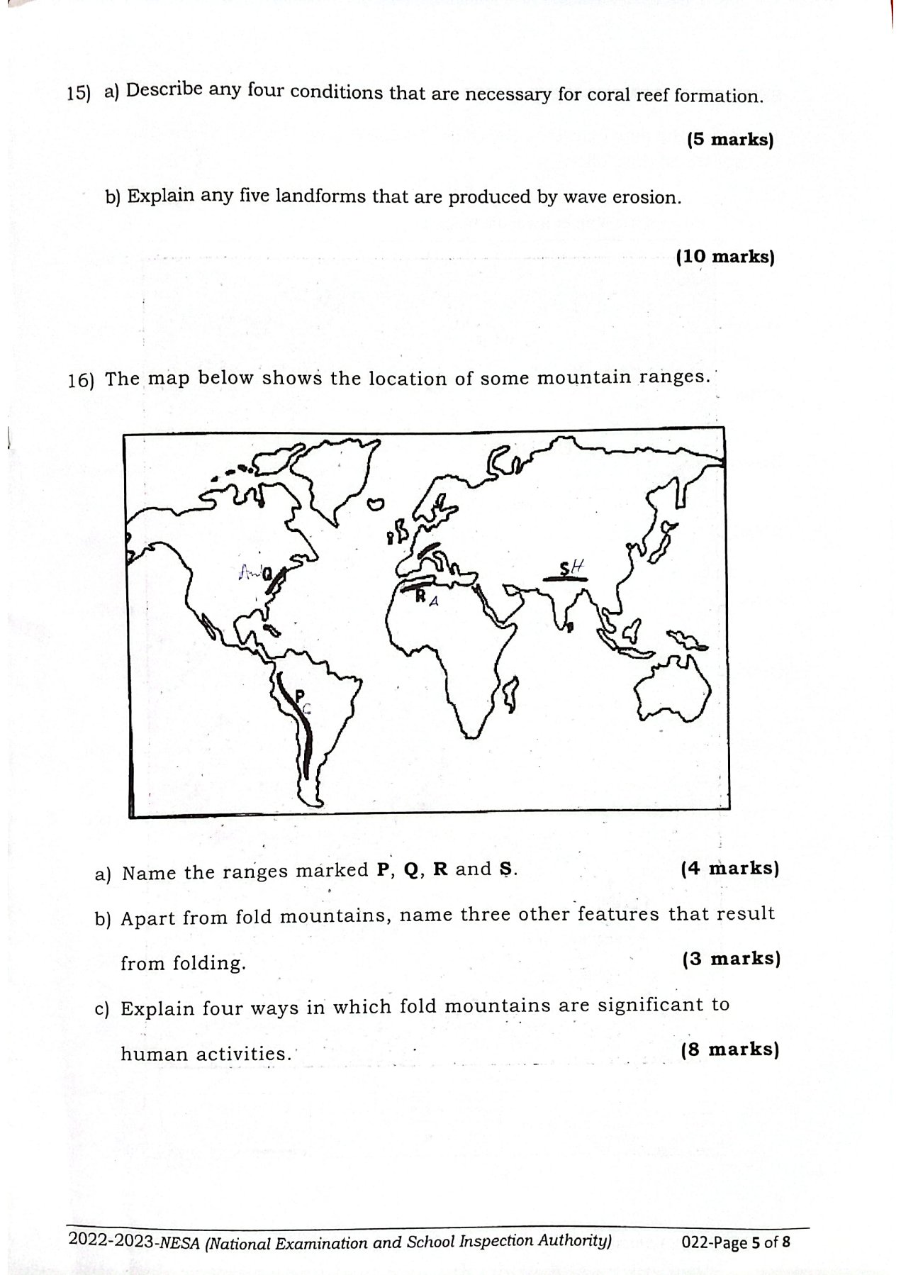 NESA S6 GEOGRAPHY (PHYSICAL) NATIONAL EXAMINATION PAST PAPERS 2023 ...