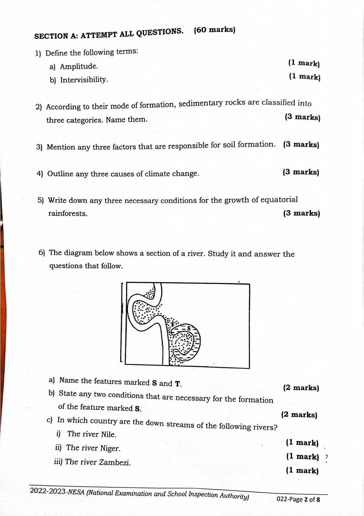 NESA S6 GEOGRAPHY (PHYSICAL) NATIONAL EXAMINATION PAST PAPERS 2023 ...
