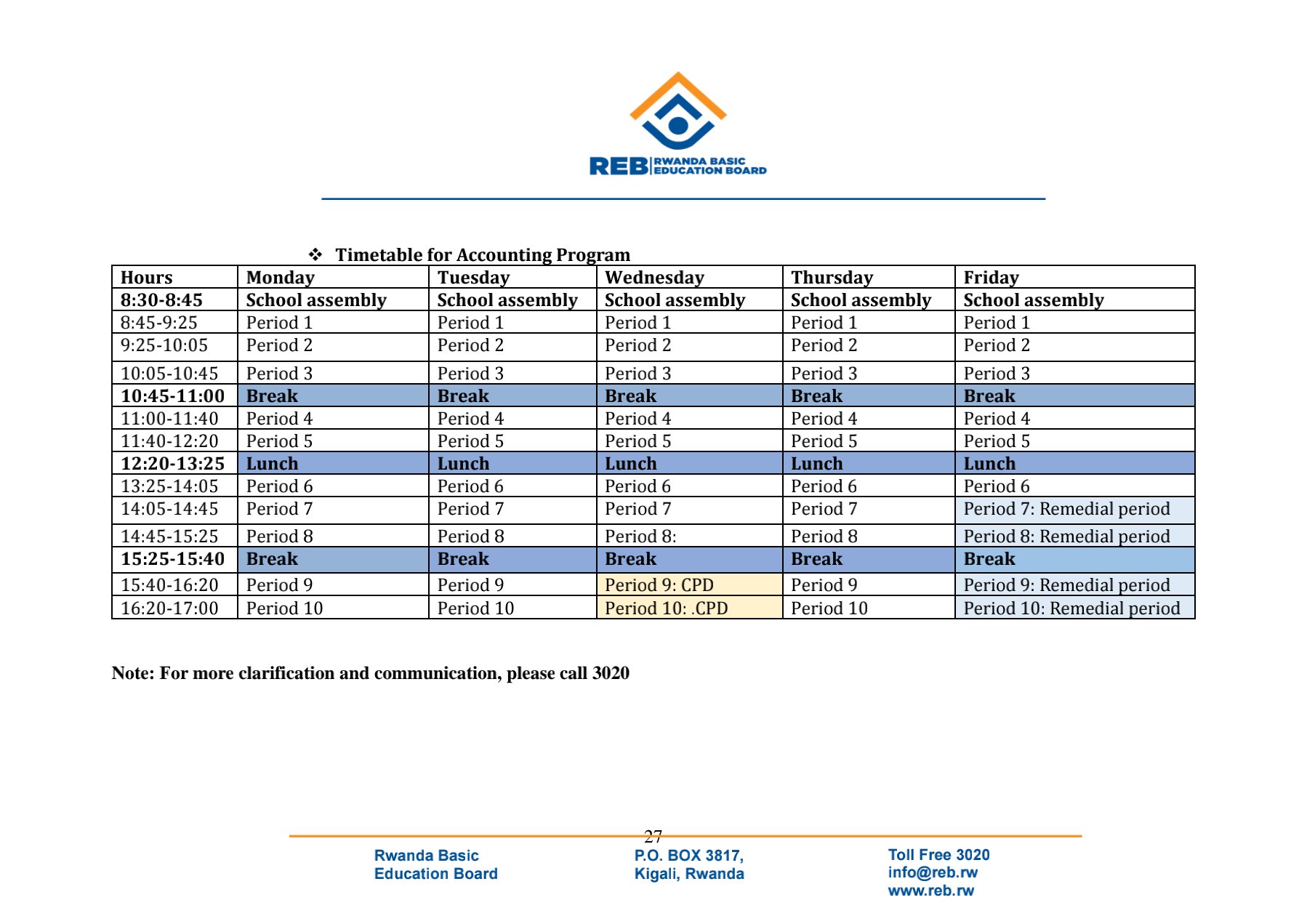 REB PUBLISHED TIMETABLE FOR ACADEMIC YEAR 2023-2024 NURSARY, PRIMARY ...