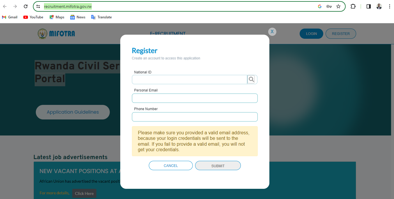 MIFOTRA USER GUIDE: Steps followed to create account on MIFOTRA- Rwanda ...